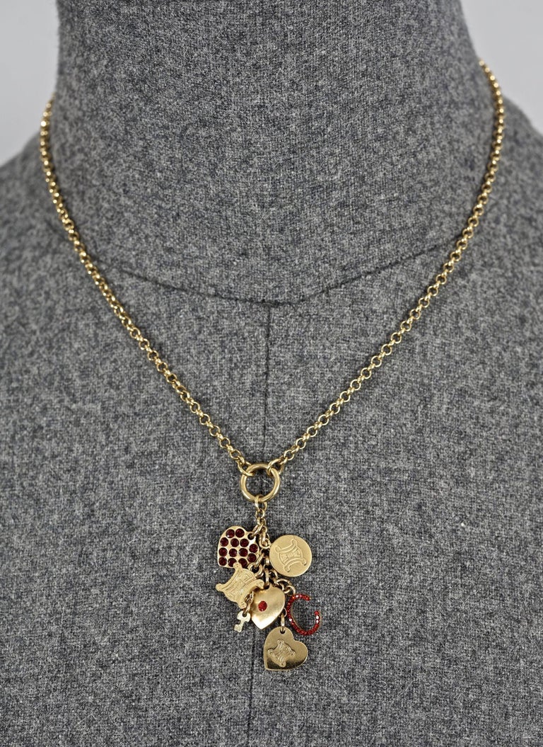 Vintage CELINE Logo Multiple Charm Necklace at 1stDibs | celine logo ...