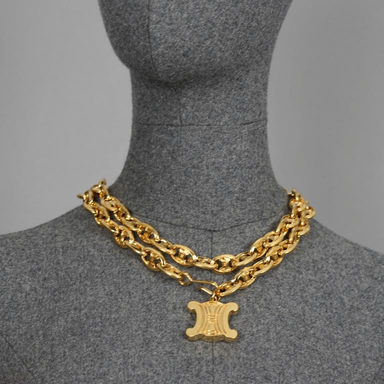 Vintage CELINE PARIS Logo Chain Link Necklace Belt at 1stDibs | vintage ...