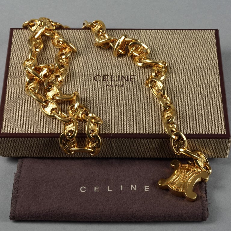 Vintage CELINE PARIS Logo Chain Link Necklace Belt at 1stDibs | vintage ...