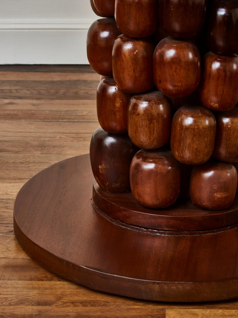 Vintage Center Table in Wood and Travertine, 1970s For Sale at 1stDibs