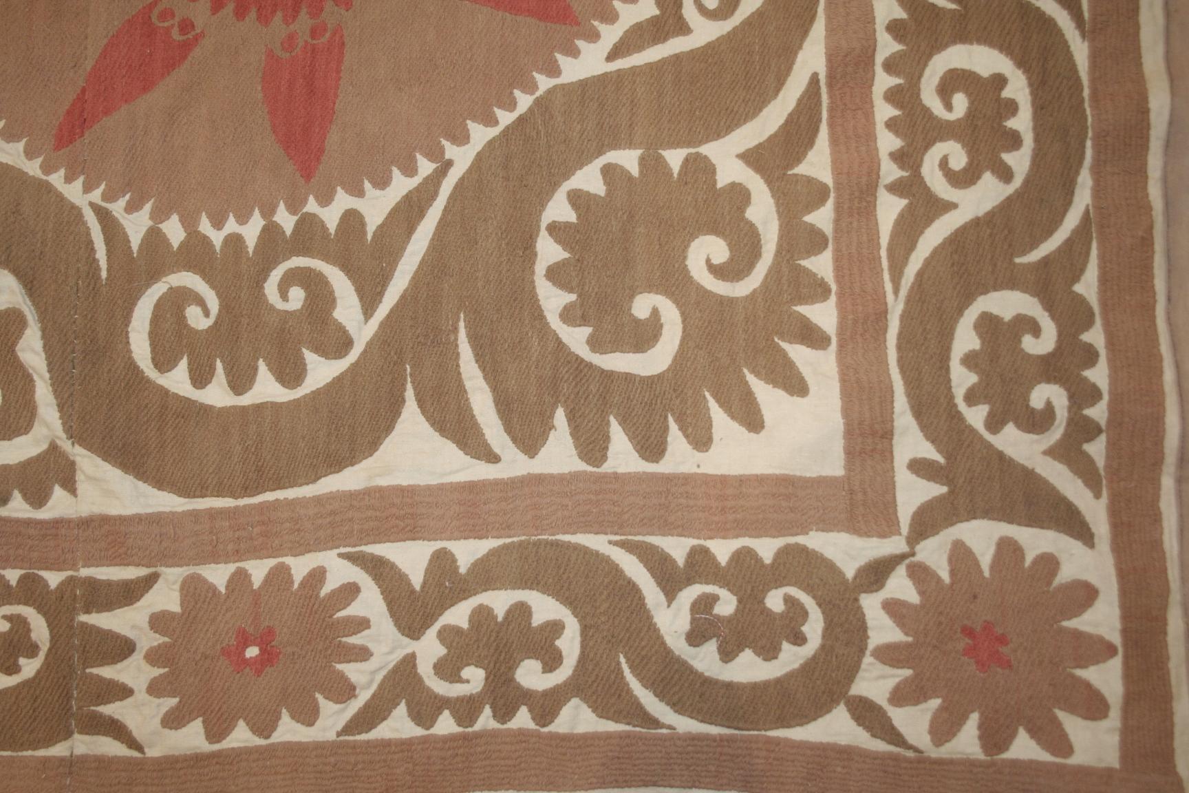 Vintage Central Asian Pastel Silk Suzani Embroidery at 1stDibs