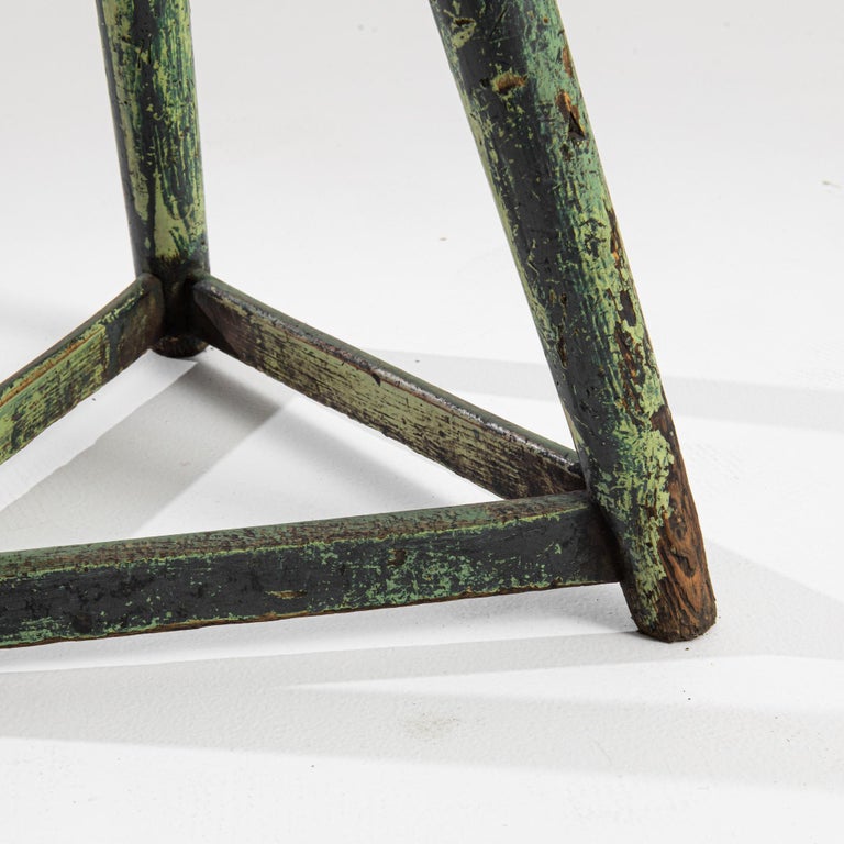 Vintage Central European Green Wooden Stool at 1stDibs