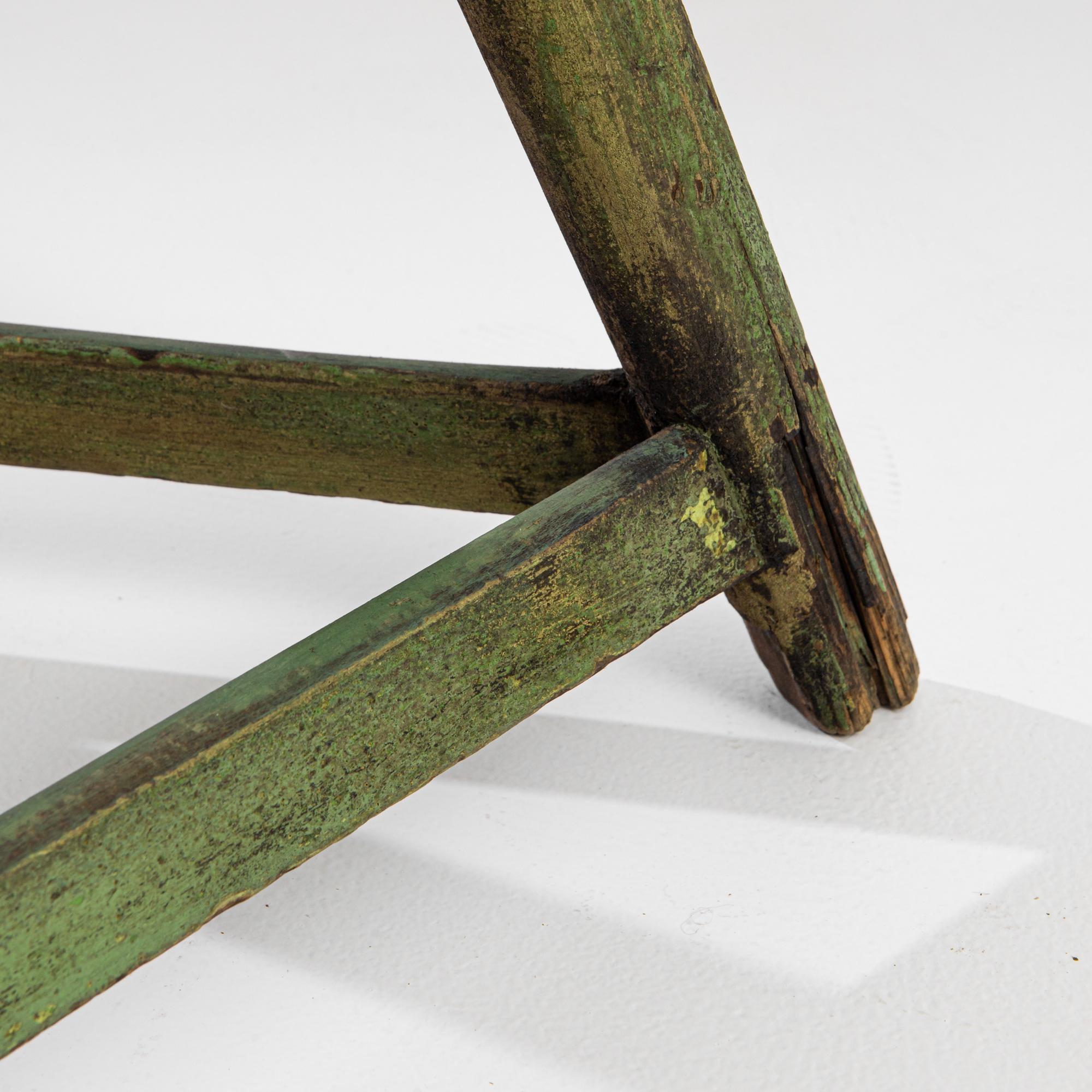 Vintage Central European Green Wooden Stool at 1stDibs