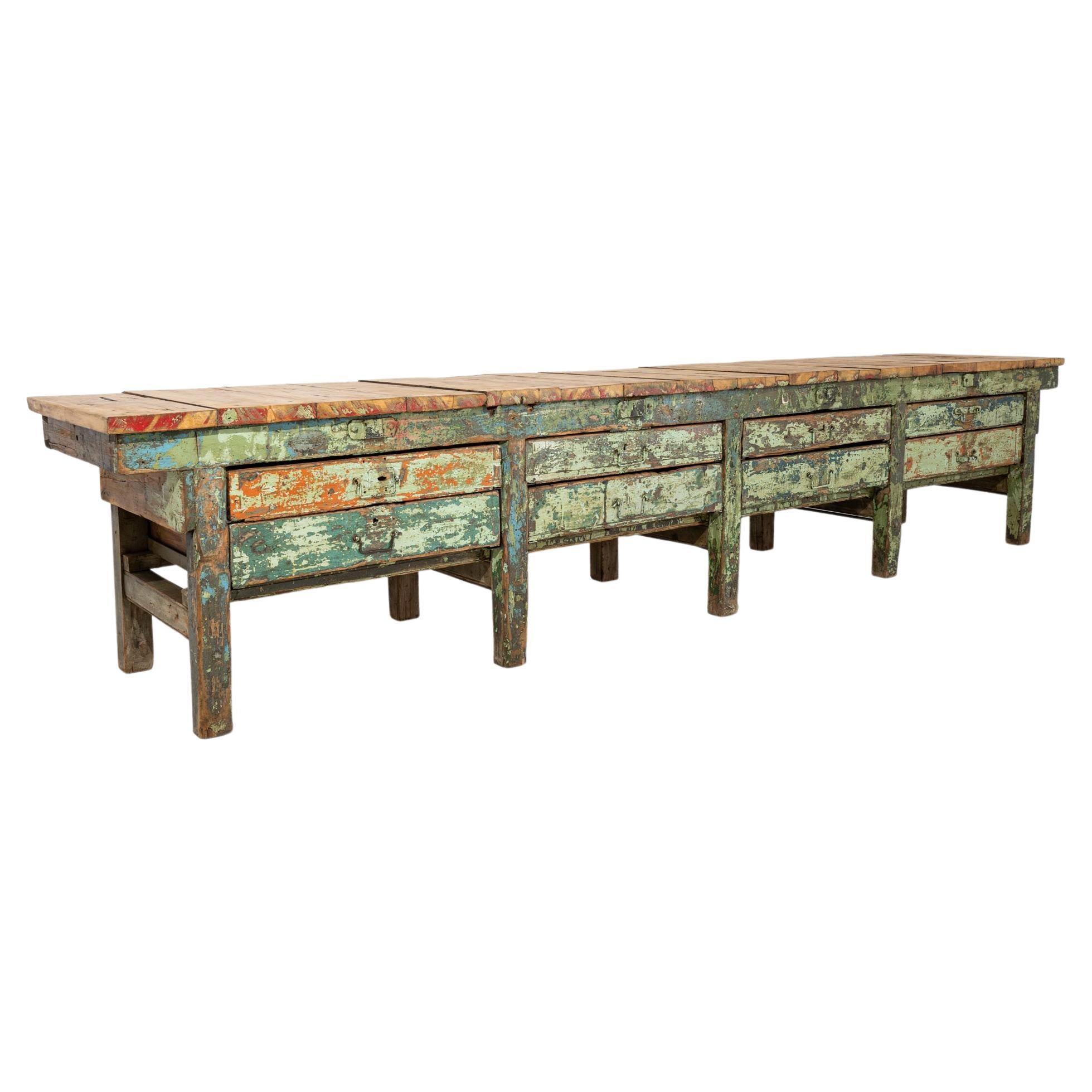 Vintage Central European Industrial Work Table For Sale at 1stDibs