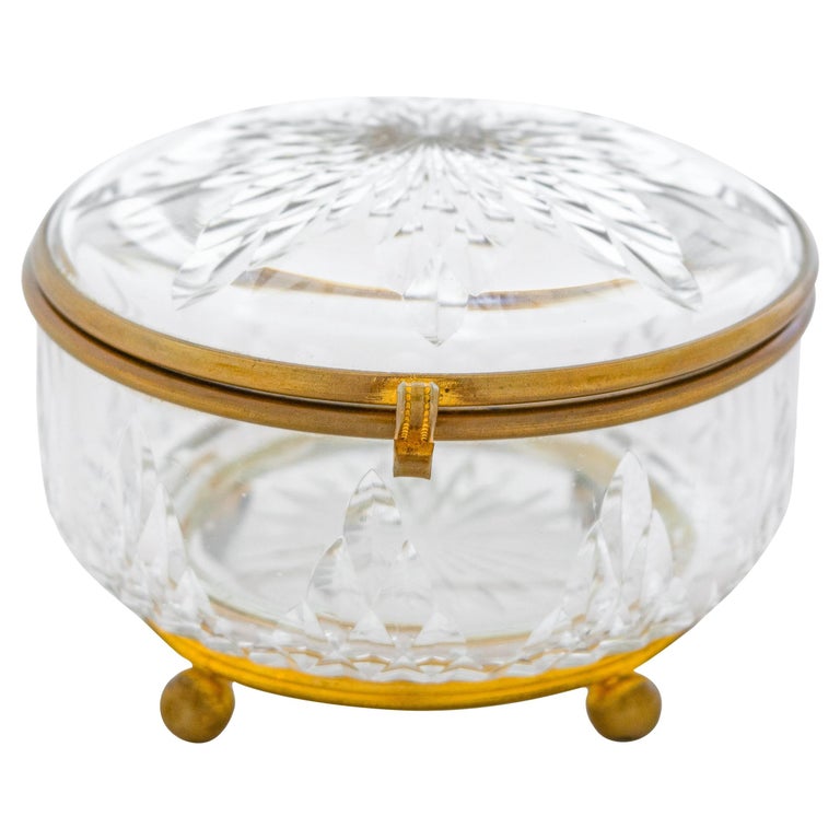 Vintage Century French Circular Cut Glass Box For Sale at 1stDibs