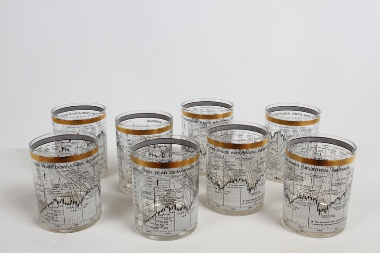 Vintage Cera Glass Set of 8 Dow-Jones Industrial Average 1958-68 Rocks ...