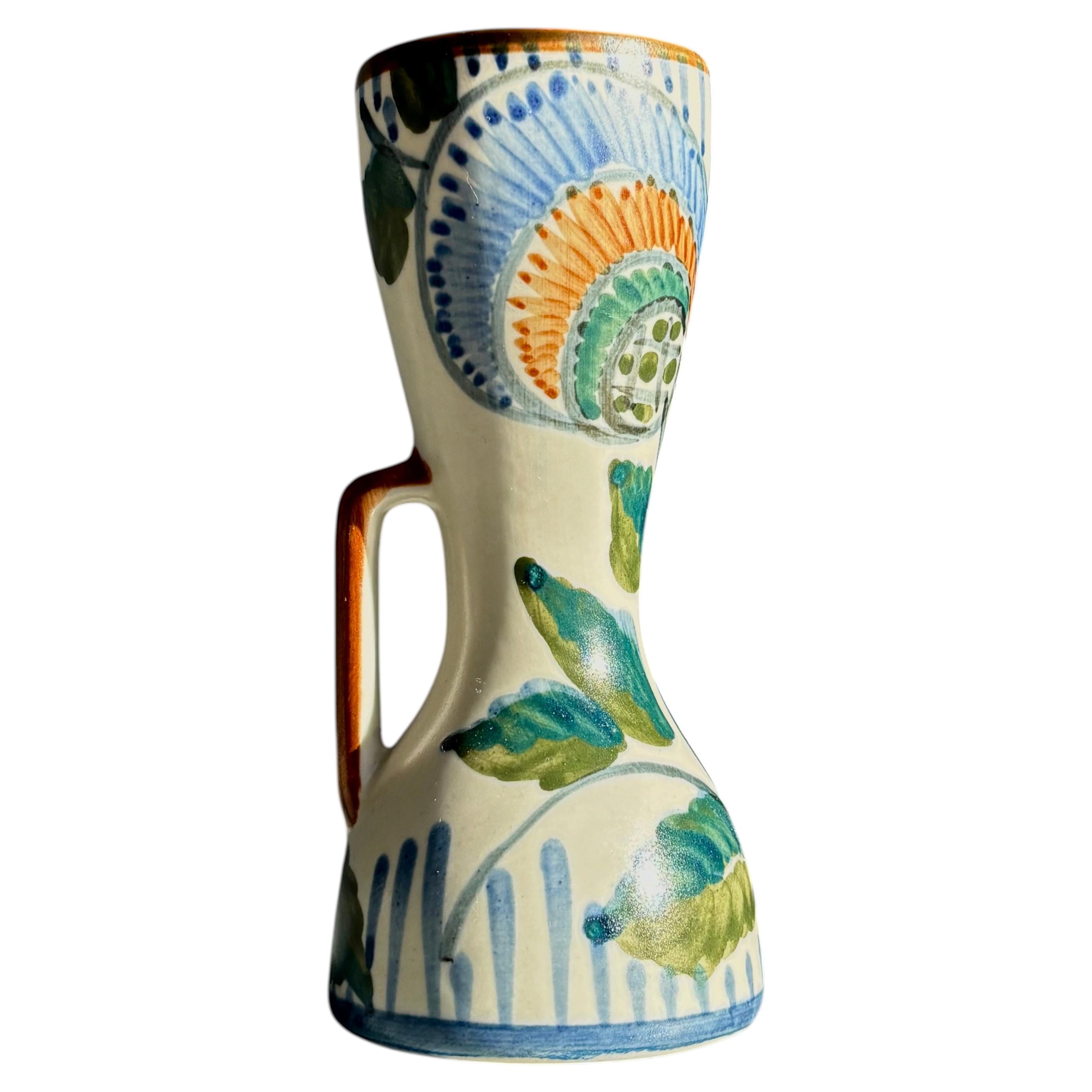 Heidi Fournier Hand-Painted Ceramic Vase, Cream Floral Design For Sale ...