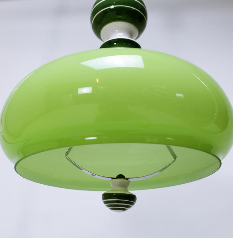 Vintage Ceramic and Glass Ceiling Light Pull Down Lamp, Italy, 1970 For ...