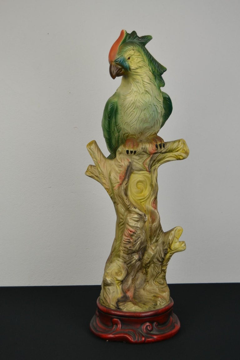 Vintage Ceramic Cockatoo Sculpture For Sale at 1stDibs
