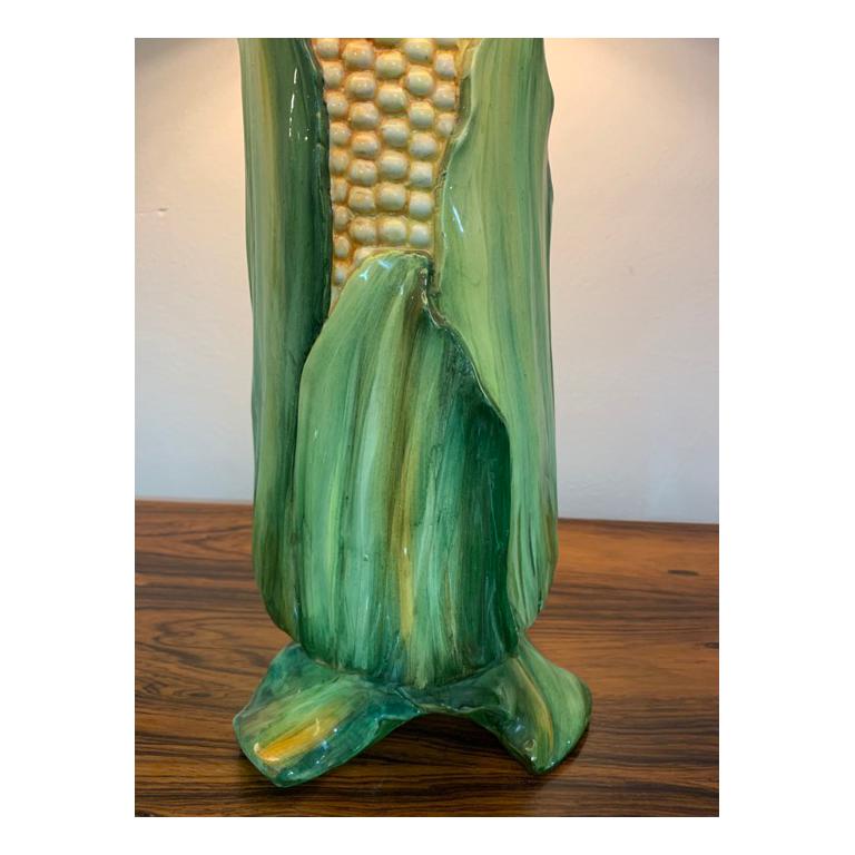 Vintage Ceramic Hand Painted Glazed Corn on the Cob Table Lamp with New ...