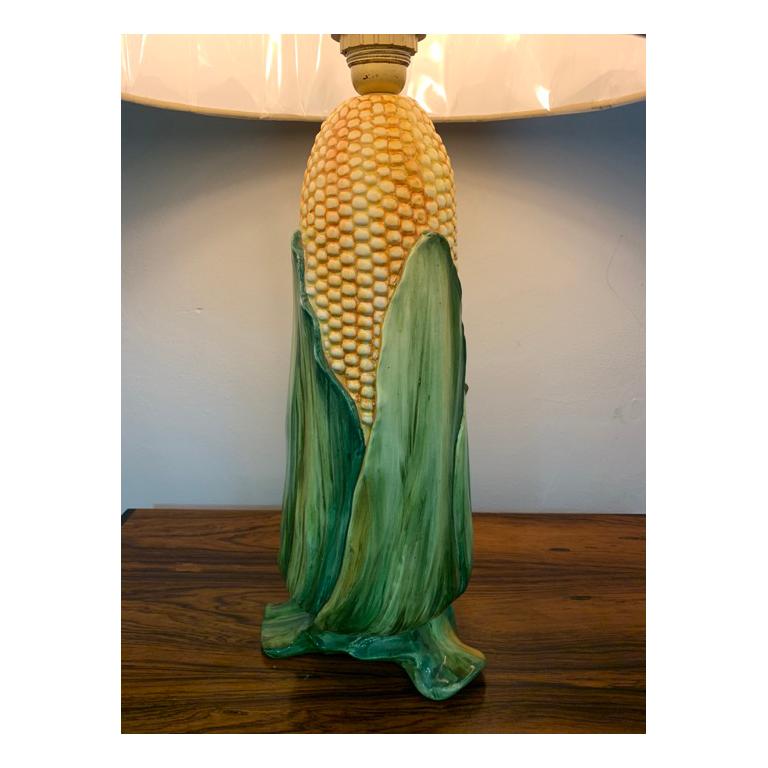 Vintage Ceramic Hand Painted Glazed Corn on the Cob Table Lamp with New ...