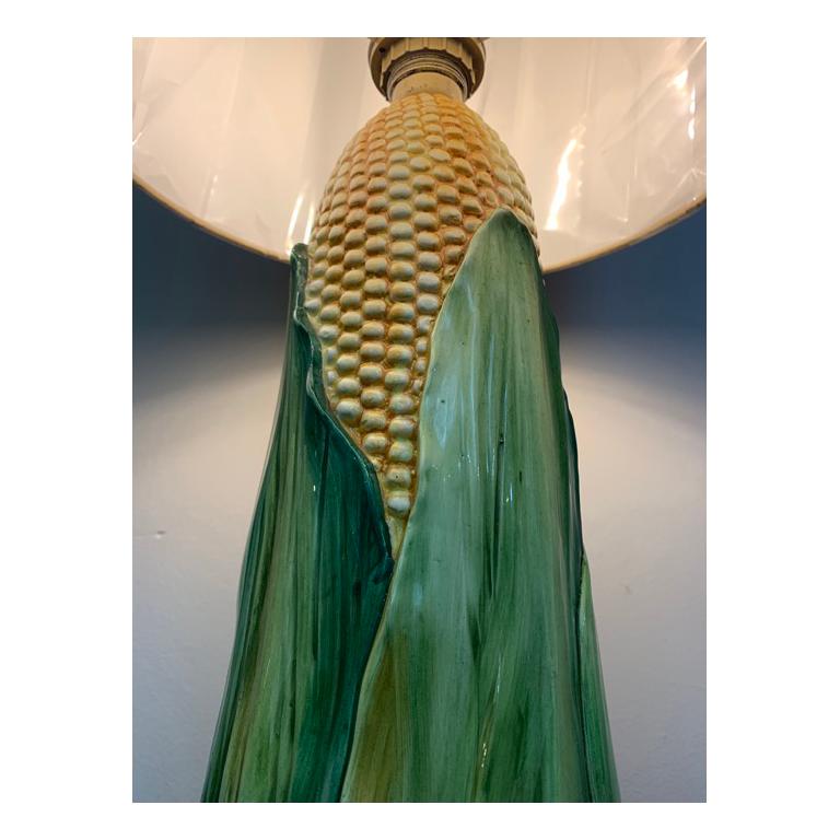 Vintage Ceramic Hand Painted Glazed Corn on the Cob Table Lamp with New ...