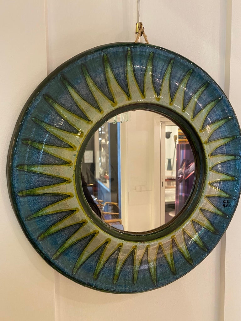 Vintage Ceramic Mirror at 1stDibs