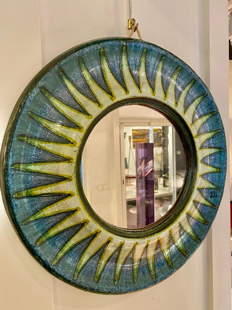 Vintage Ceramic Mirror at 1stDibs