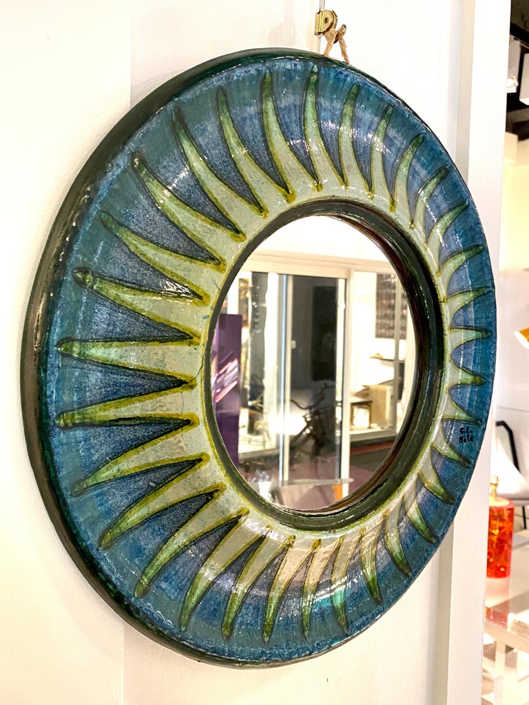 Vintage Ceramic Mirror at 1stDibs