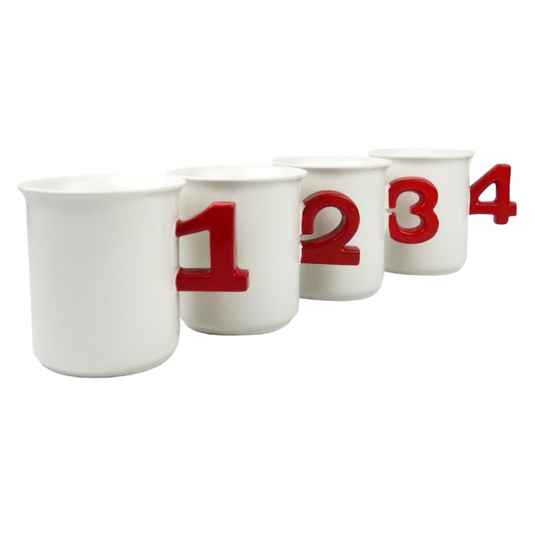 Vintage Ceramic Mugs with Number Handles at 1stDibs