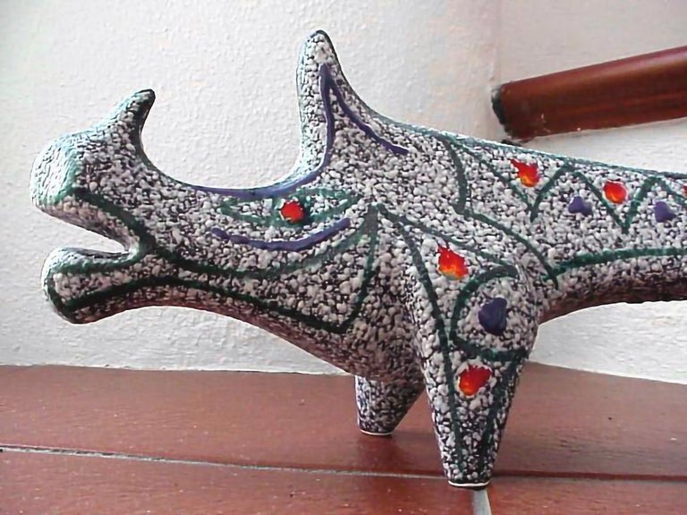 Vintage Ceramic Rhino Roberto Rigon Vicenza Italy, 1960 For Sale at 1stDibs