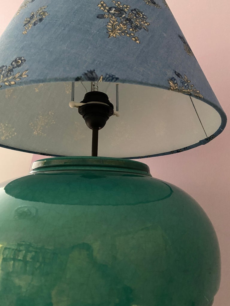 Vintage Ceramic Table Lamp with Customized Shade, France, 1980 For Sale ...