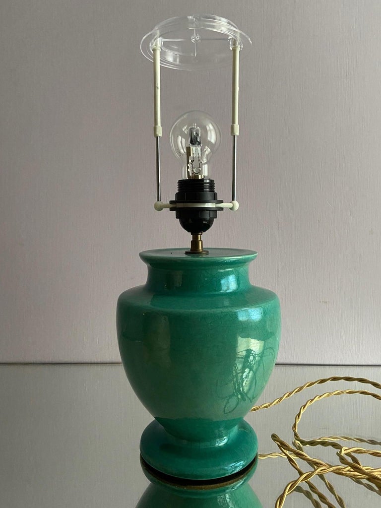Vintage Ceramic Table Lamp with Customized Shade, France, 1980's at 1stDibs