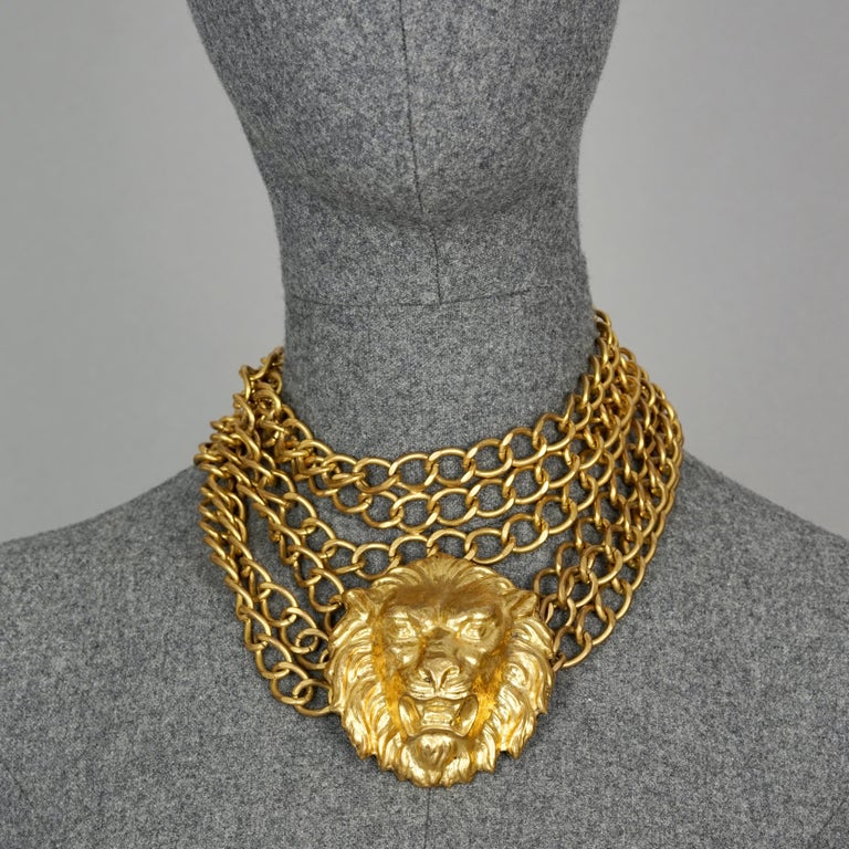 Vintage CERRUTI 1881 PARIS by Roger SCEMAMA Lion Head Multi Chain Belt ...
