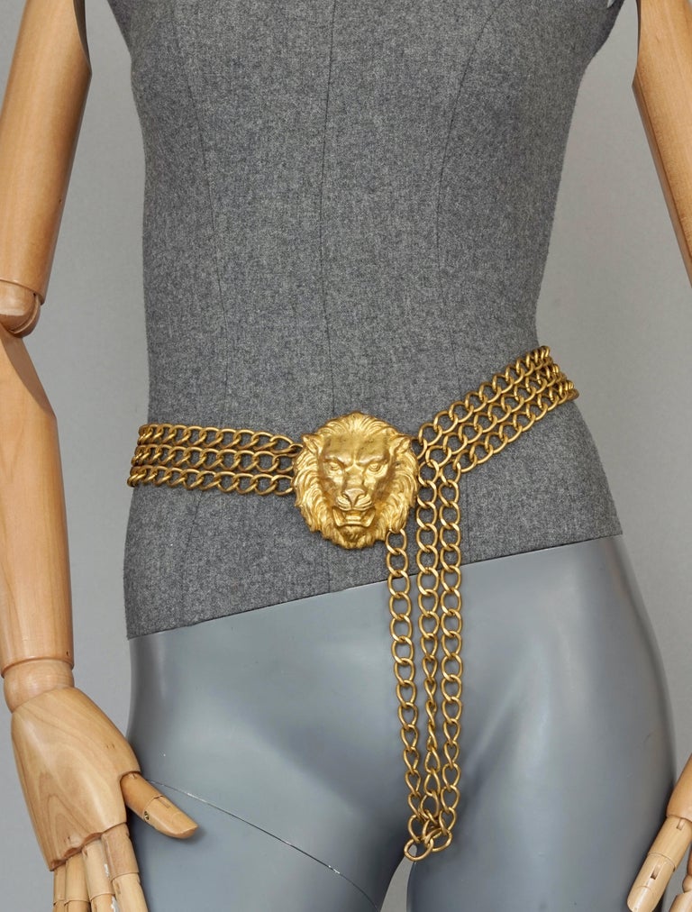 Vintage CERRUTI 1881 PARIS by Roger SCEMAMA Lion Head Multi Chain Belt ...