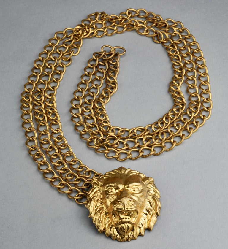 Vintage CERRUTI 1881 PARIS by Roger SCEMAMA Lion Head Multi Chain Belt ...