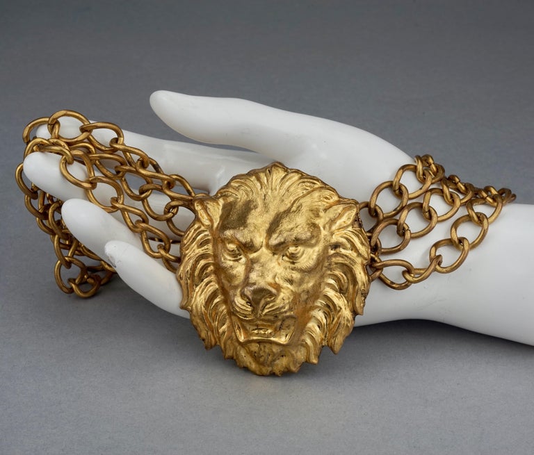 Vintage CERRUTI 1881 PARIS by Roger SCEMAMA Lion Head Multi Chain Belt ...