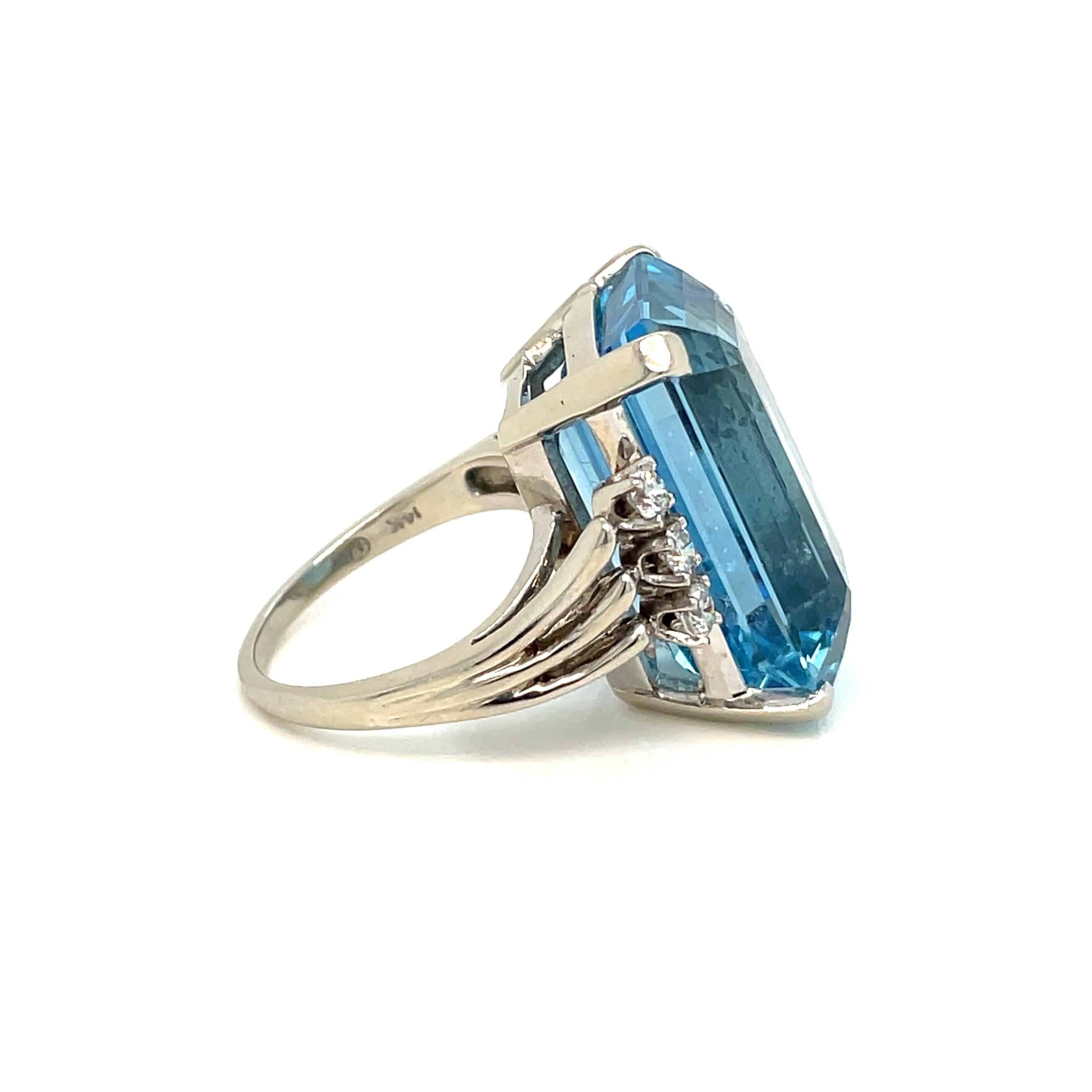 Vintage Certified 25 Carat Santa Maria Aquamarine Diamond Gold Ring For ...