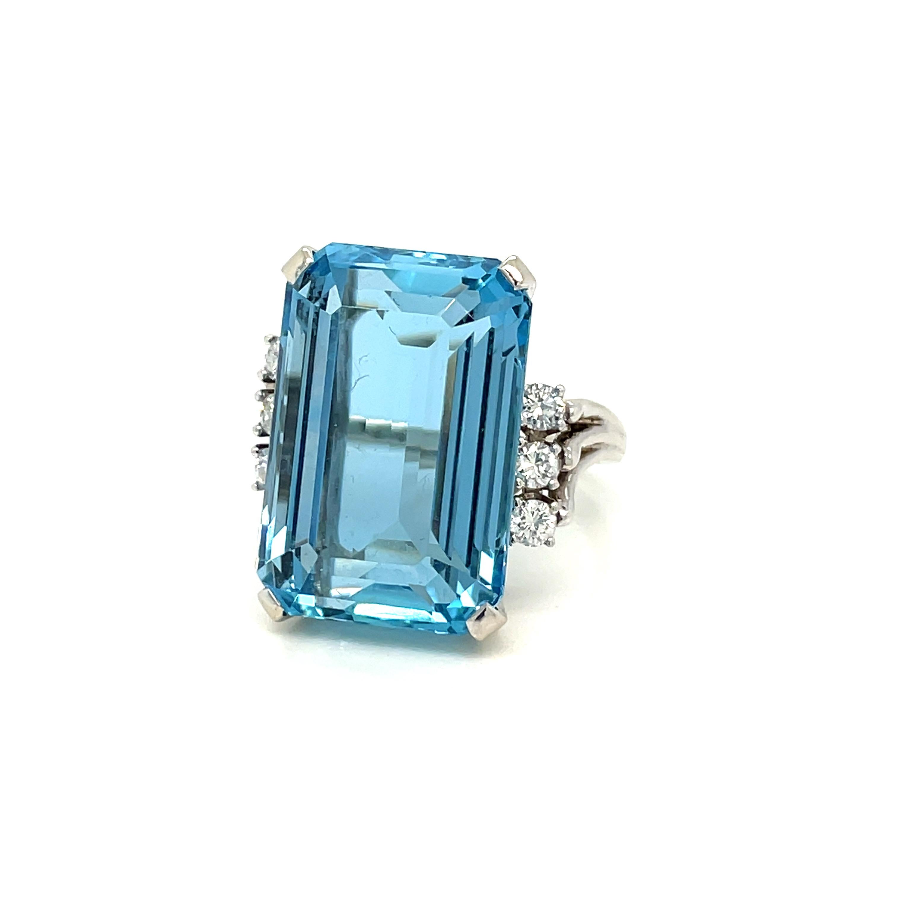 Vintage Certified 25 Carat Santa Maria Aquamarine Diamond Gold Ring For ...