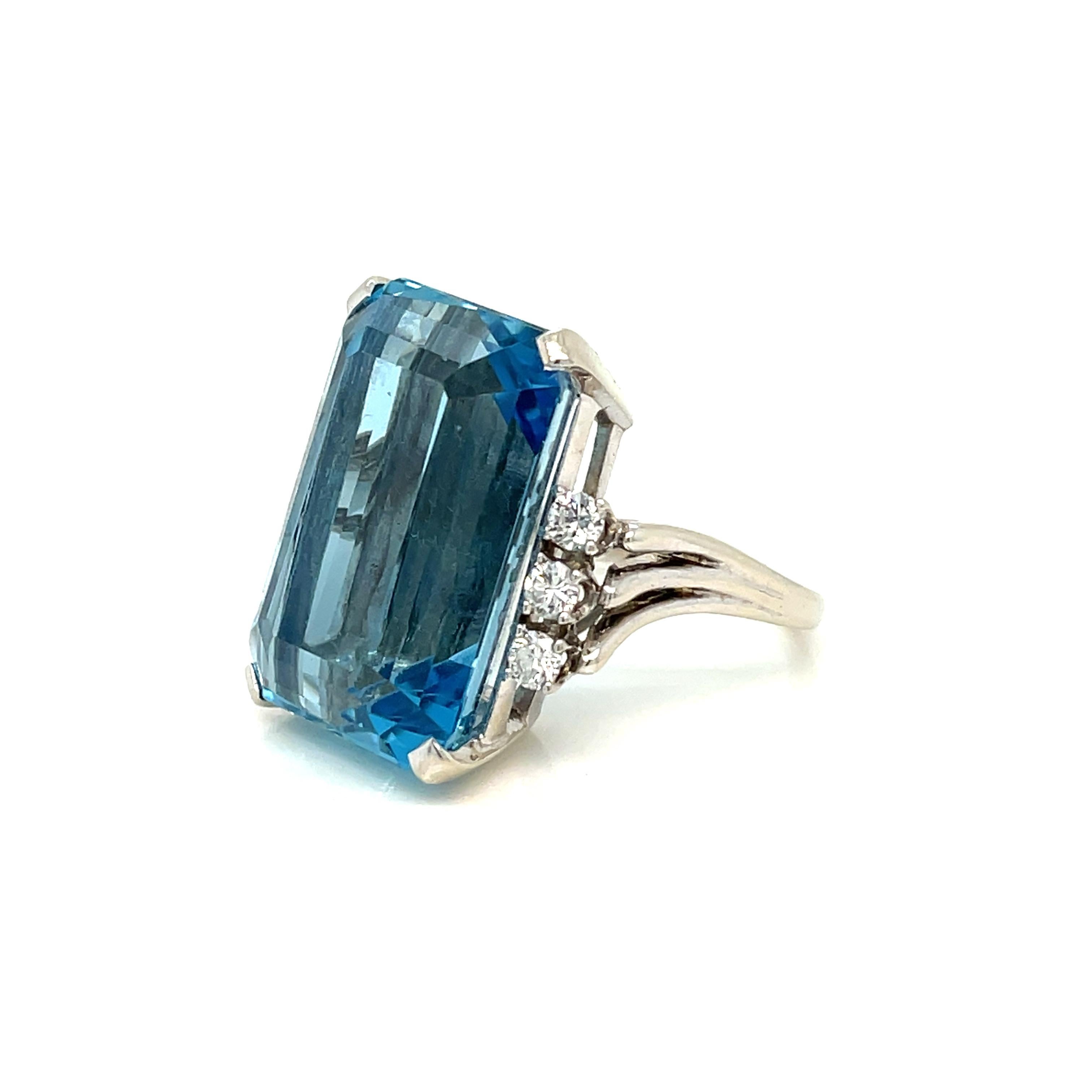 Vintage Certified 25 Carat Santa Maria Aquamarine Diamond Gold Ring For ...