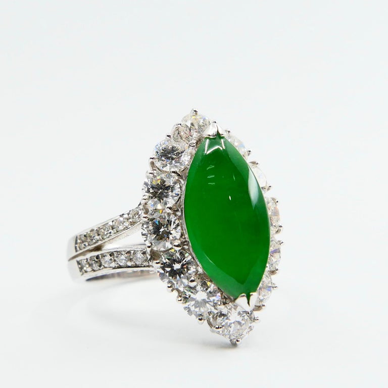 Vintage Certified Type A Jadeite Jade Diamond Cocktail Ring Imperial ...