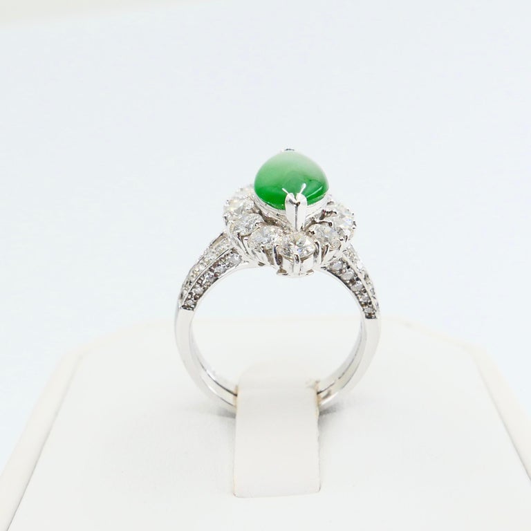 Vintage Certified Type A Jadeite Jade Diamond Cocktail Ring Imperial ...
