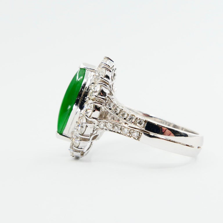 Vintage Certified Type A Jadeite Jade Diamond Cocktail Ring Imperial ...