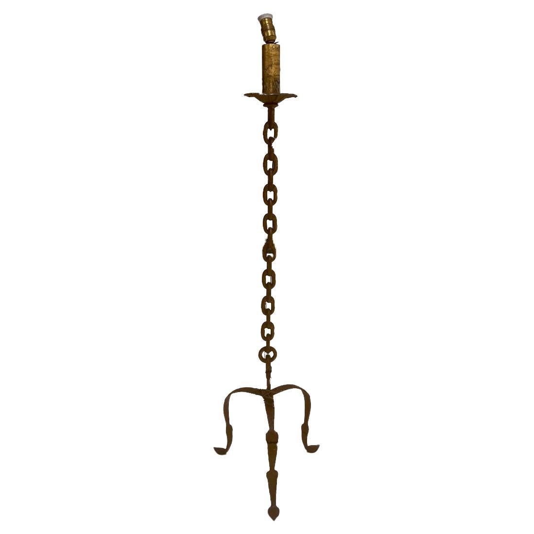 Vintage French Industrial Iron Chain Floor Lamp at 1stDibs