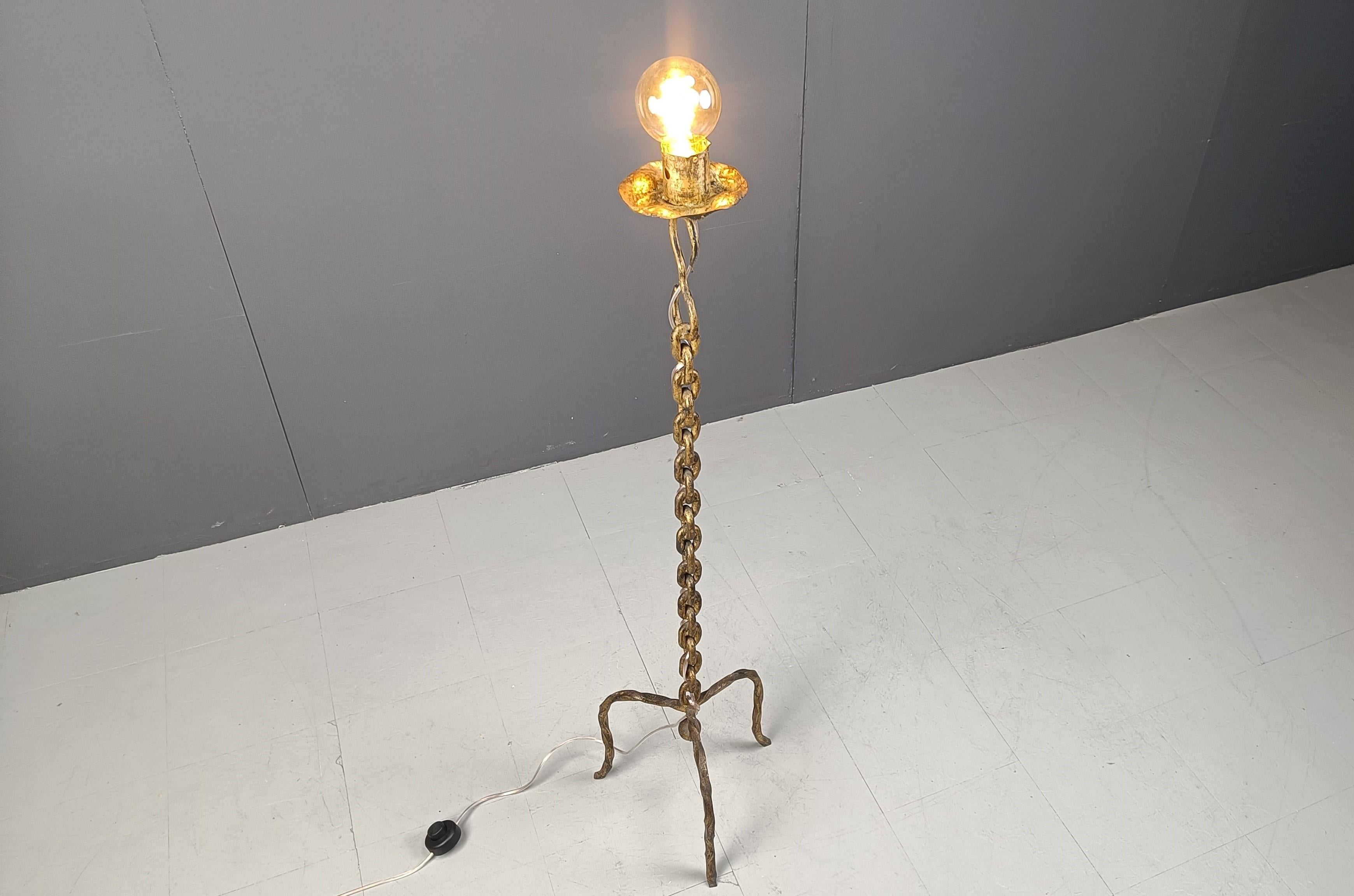 Vintage chain link floor lamp, 1960s For Sale at 1stDibs