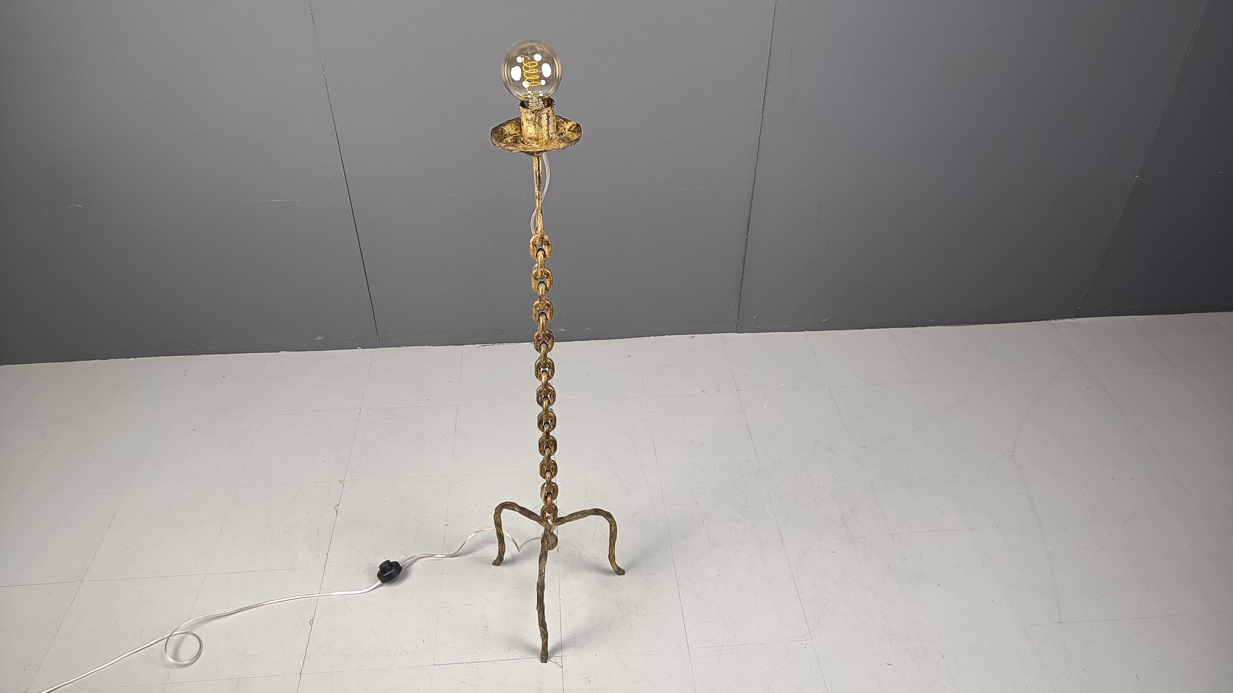 Vintage chain link floor lamp, 1960s For Sale at 1stDibs