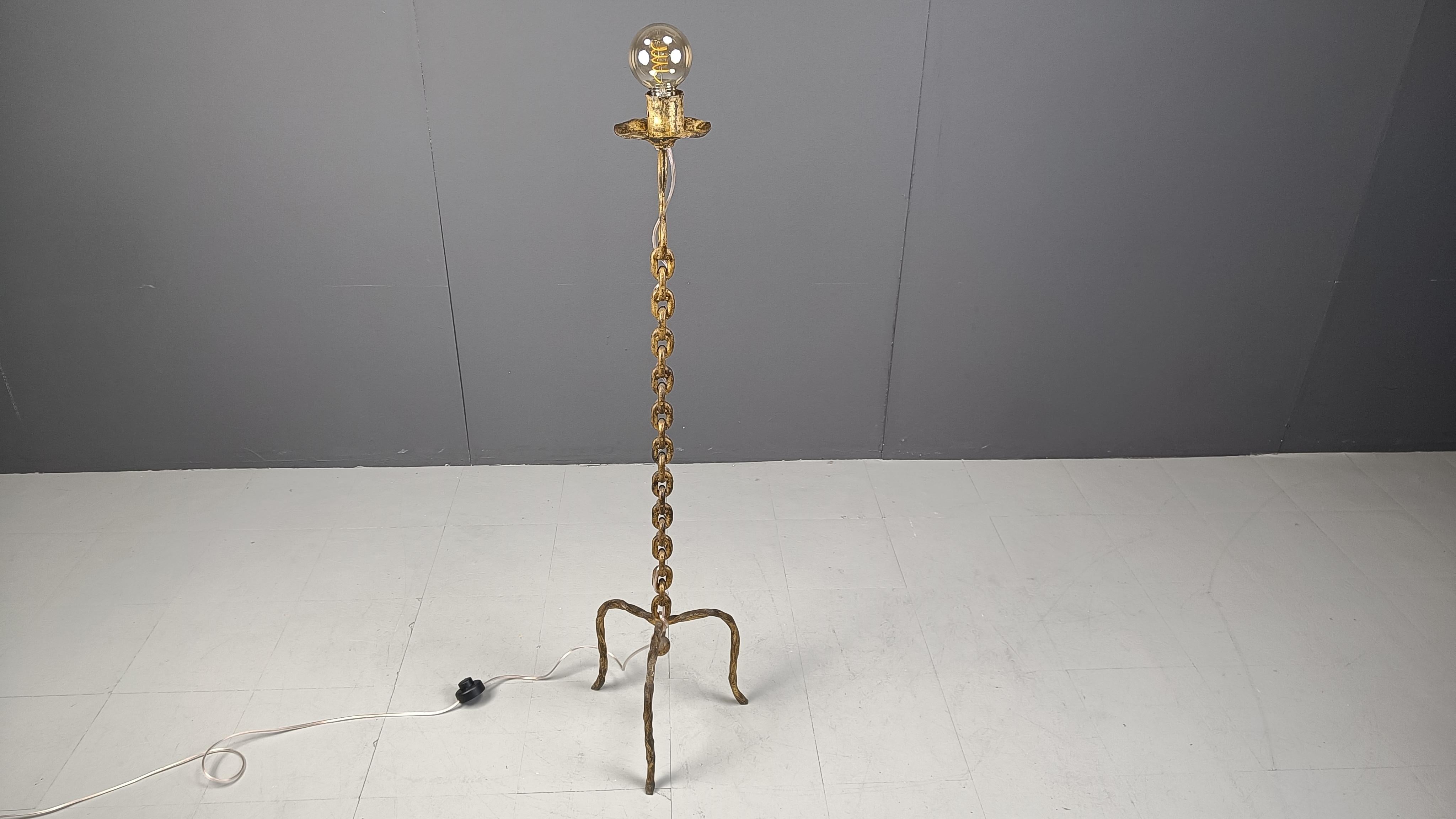 Vintage chain link floor lamp, 1960s For Sale at 1stDibs