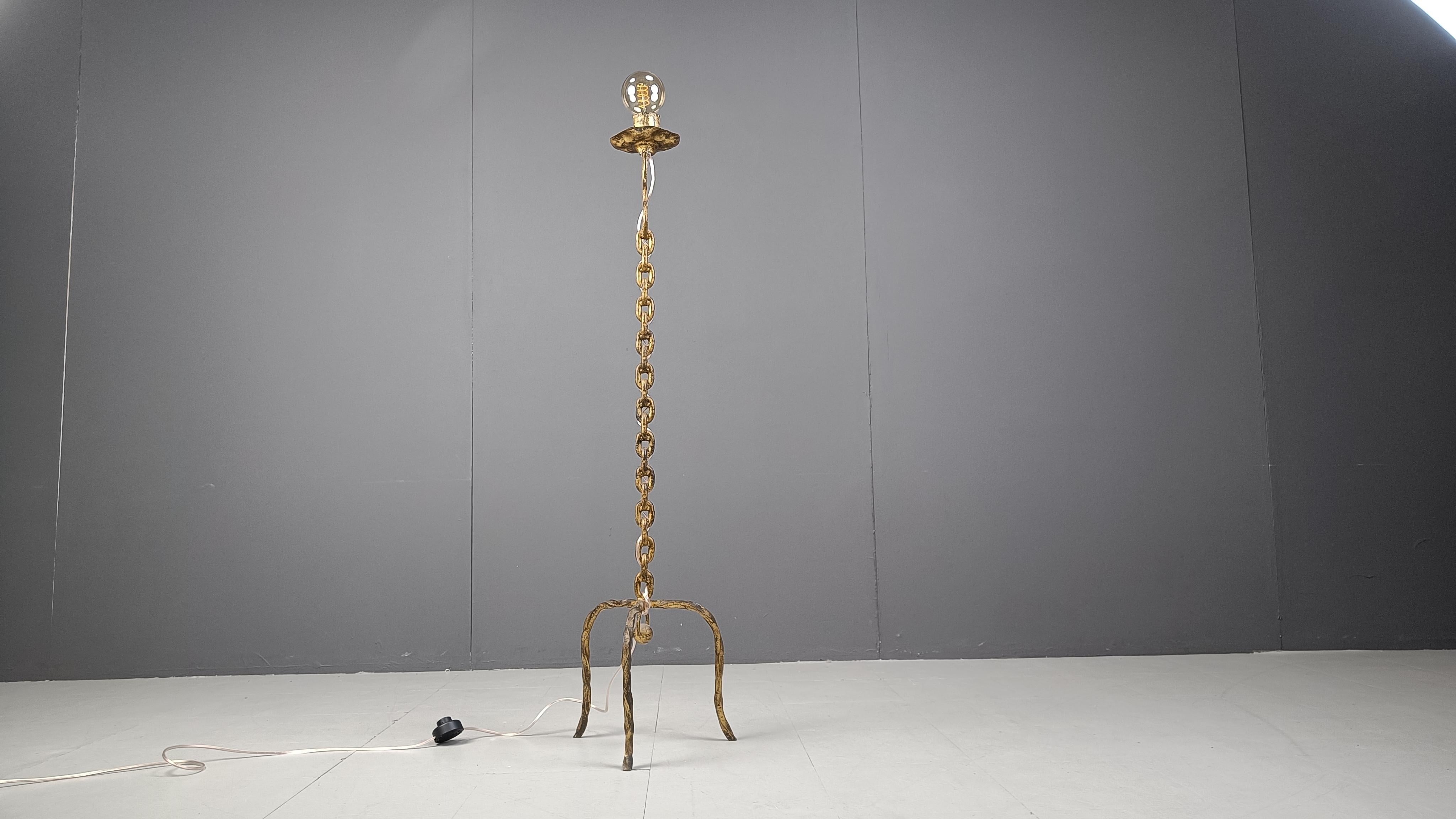 Vintage chain link floor lamp, 1960s For Sale at 1stDibs