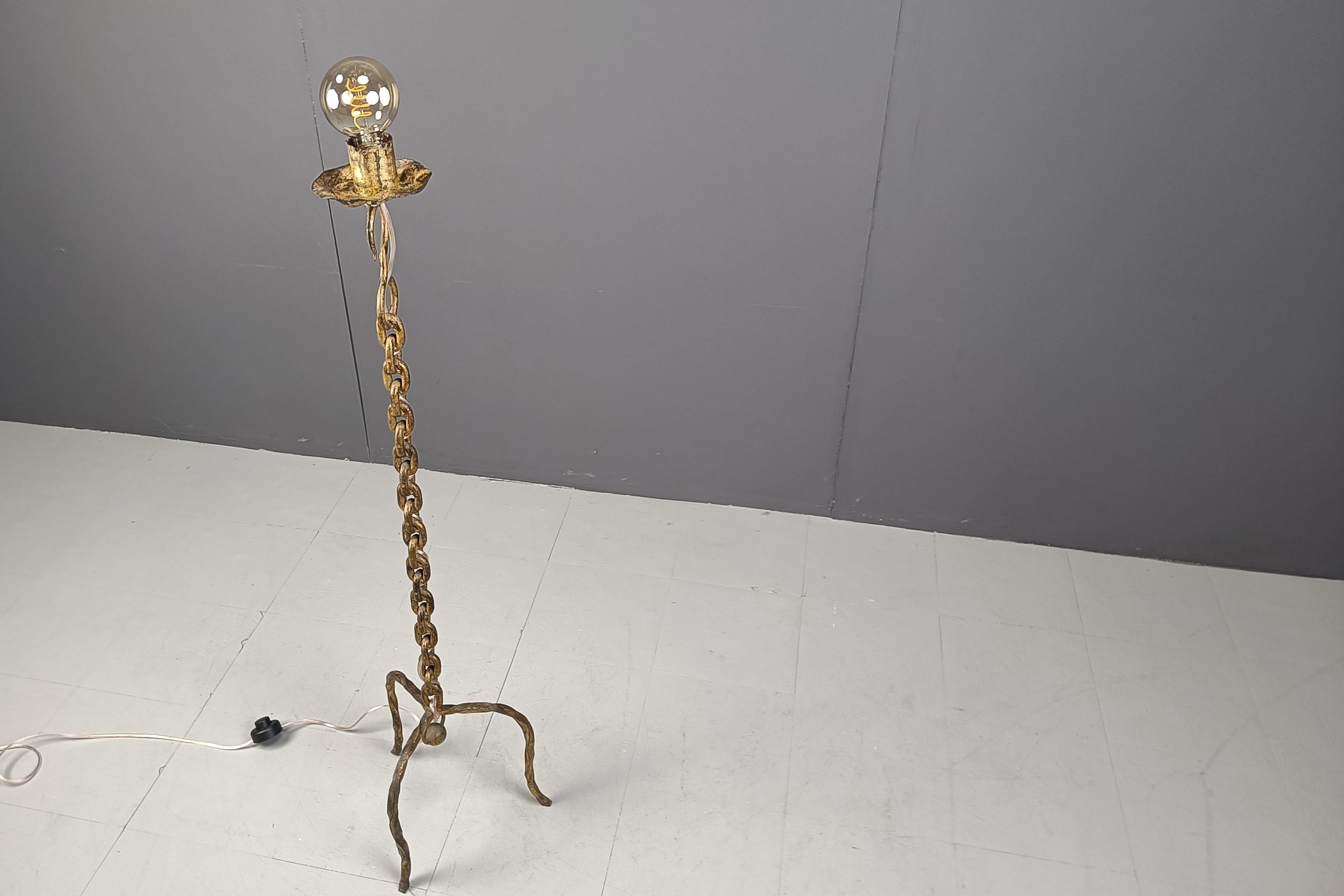 Vintage chain link floor lamp, 1960s For Sale at 1stDibs
