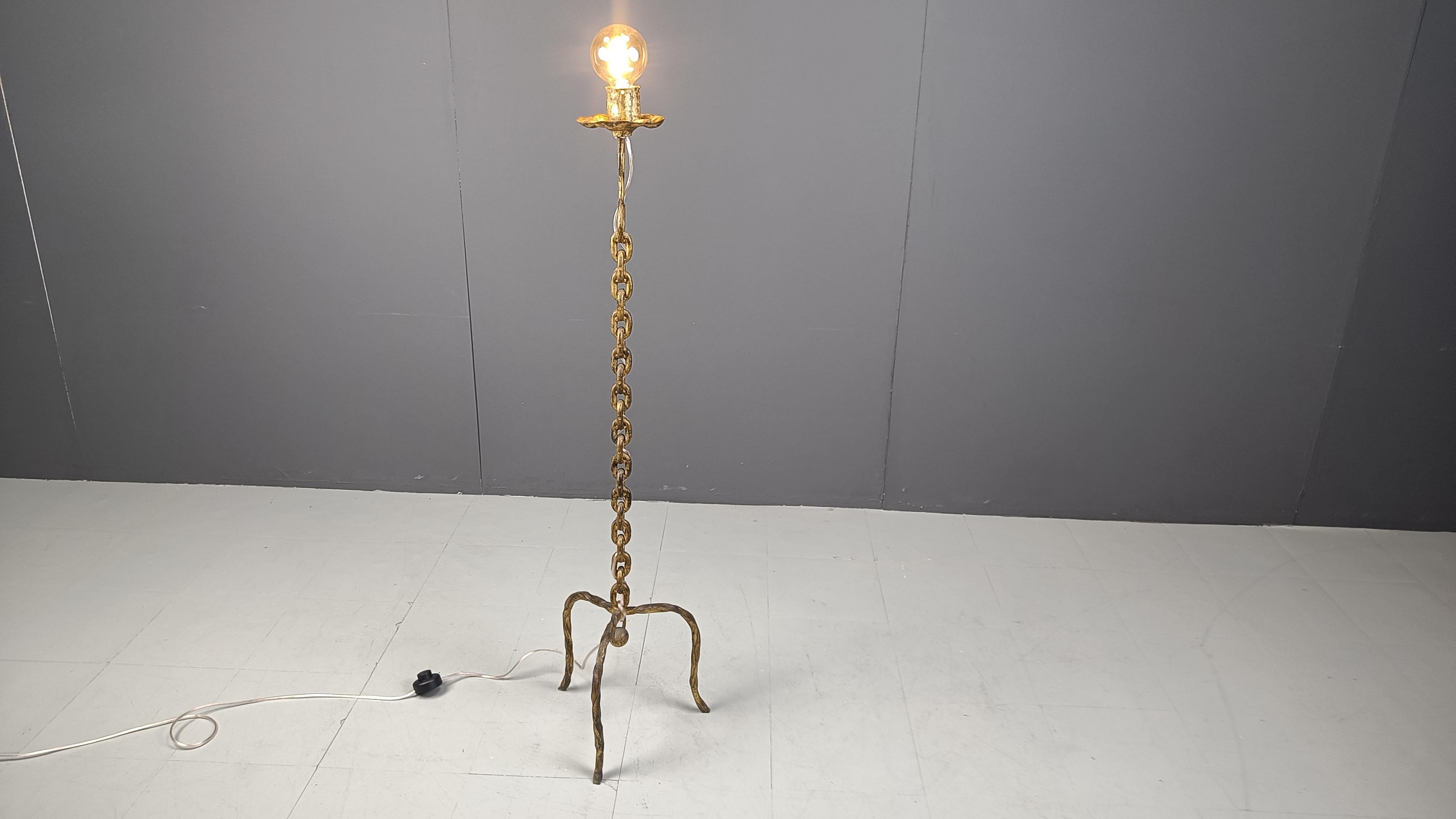 Vintage chain link floor lamp, 1960s For Sale at 1stDibs