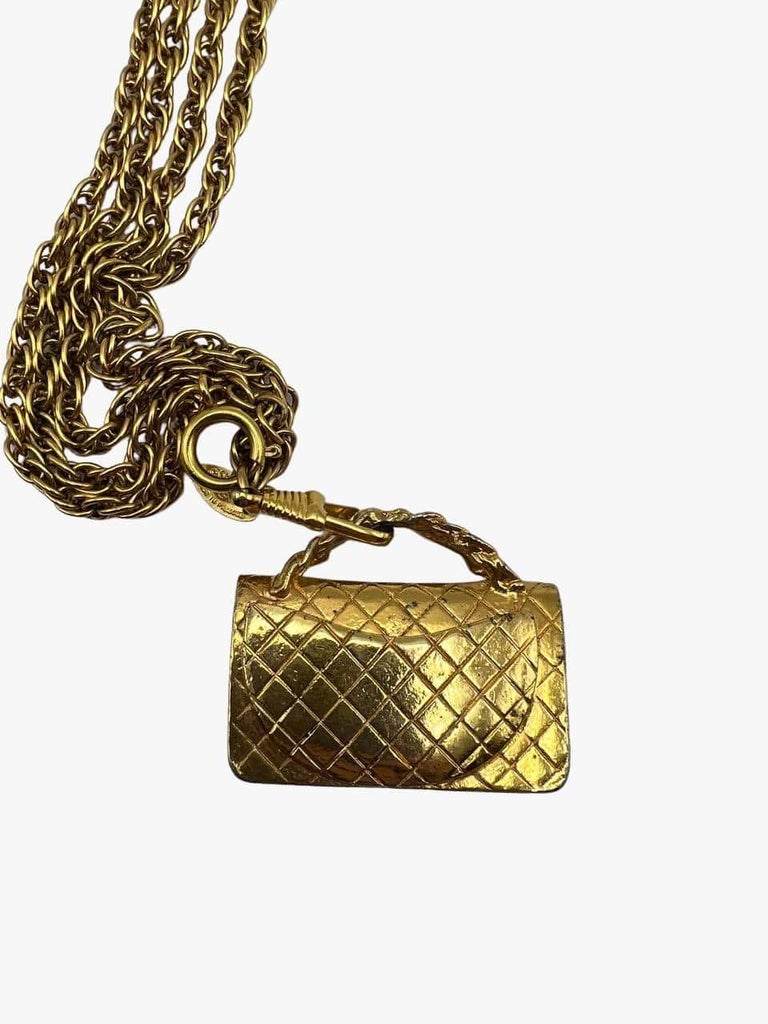 Vintage Chanel 24k gold 2.55 Bag Pendant, 1994s For Sale at 1stDibs