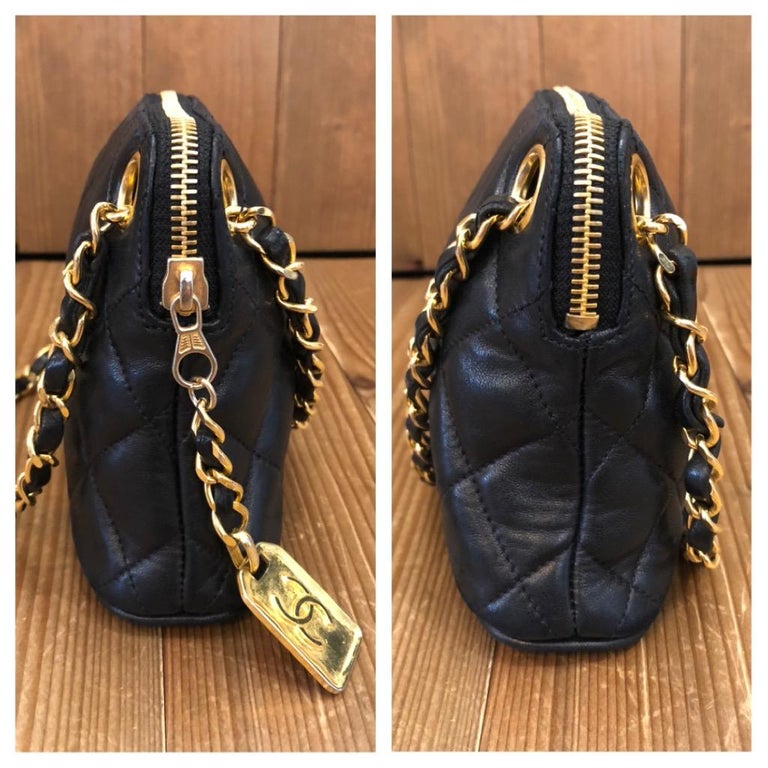 Vintage CHANEL Black Quilted Lambskin Mini Hand Bag For Sale at 1stDibs