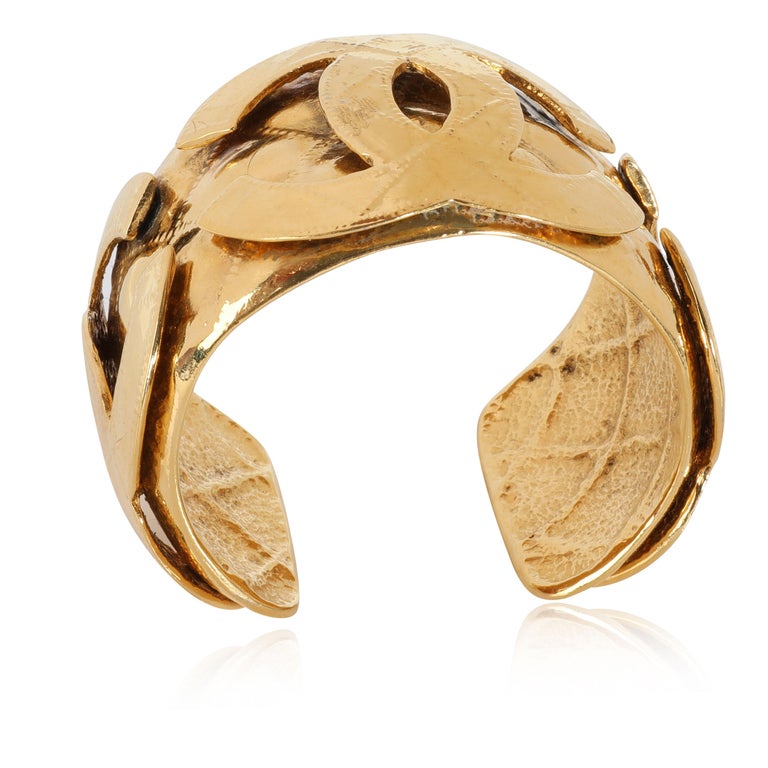 Vintage Chanel CC Metalesse 1994 Spring Collection Gold Plated Cuff For ...