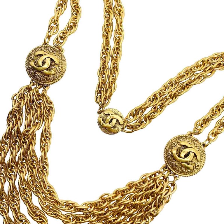Vintage Chanel CC Swagged Chain Collar 1980s For Sale at 1stDibs