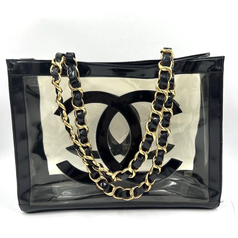 Vintage CHANEL CC Transparent Shopping Bag at 1stDibs