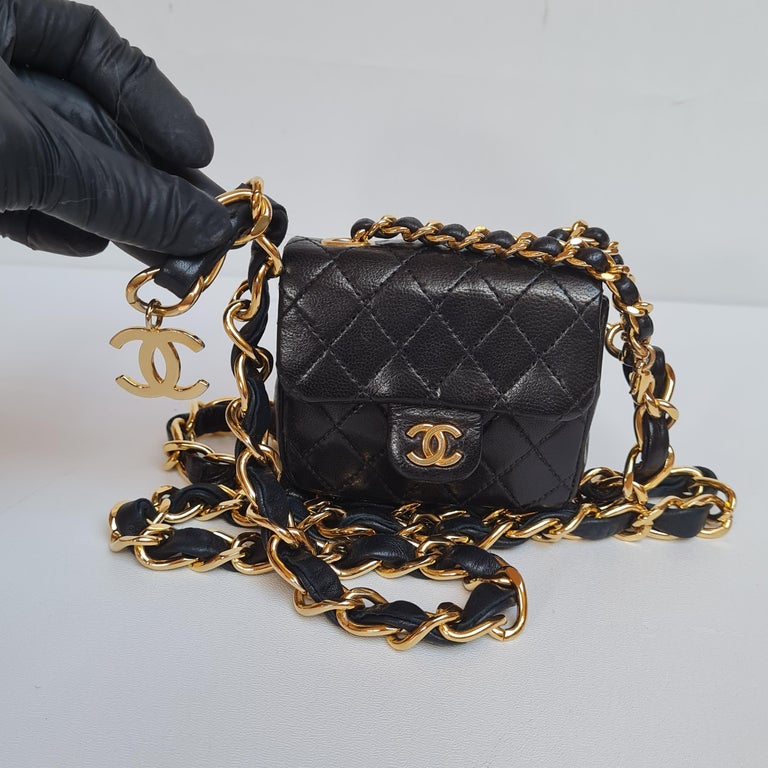 Vintage Chanel Chain Belt Bag with Hanging Pouch For Sale at 1stDibs