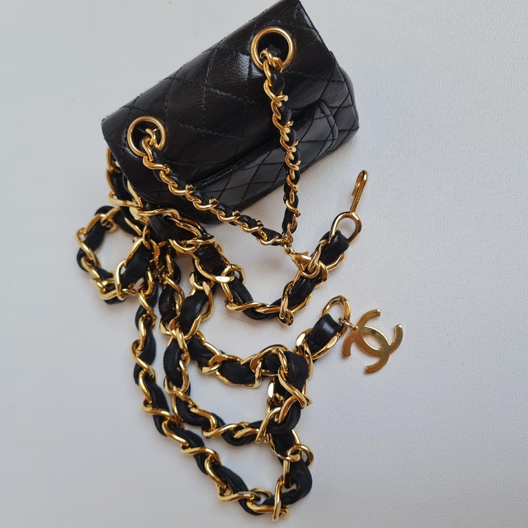 Vintage Chanel Chain Belt Bag with Hanging Pouch For Sale at 1stDibs