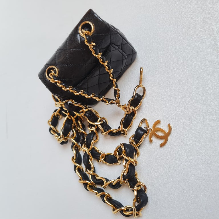Vintage Chanel Chain Belt Bag with Hanging Pouch For Sale at 1stDibs