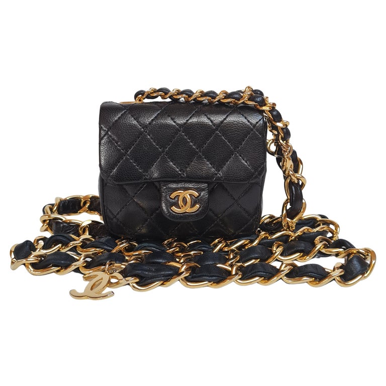 Vintage Chanel Chain Belt Bag with Hanging Pouch For Sale at 1stDibs
