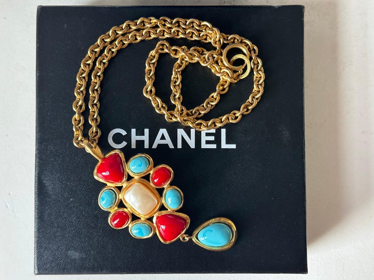 Vintage Chanel Cross in Gold Tone Metal For Sale at 1stDibs